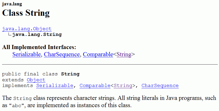 Here Is The Beginning Of The Description Of The String Class In The Java Deocumentation 